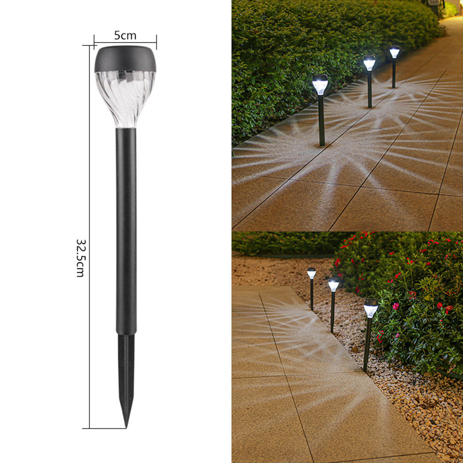 IBaodan Solar Lawn Lights with Ground Plug Inserting Rods,Outdoor ...