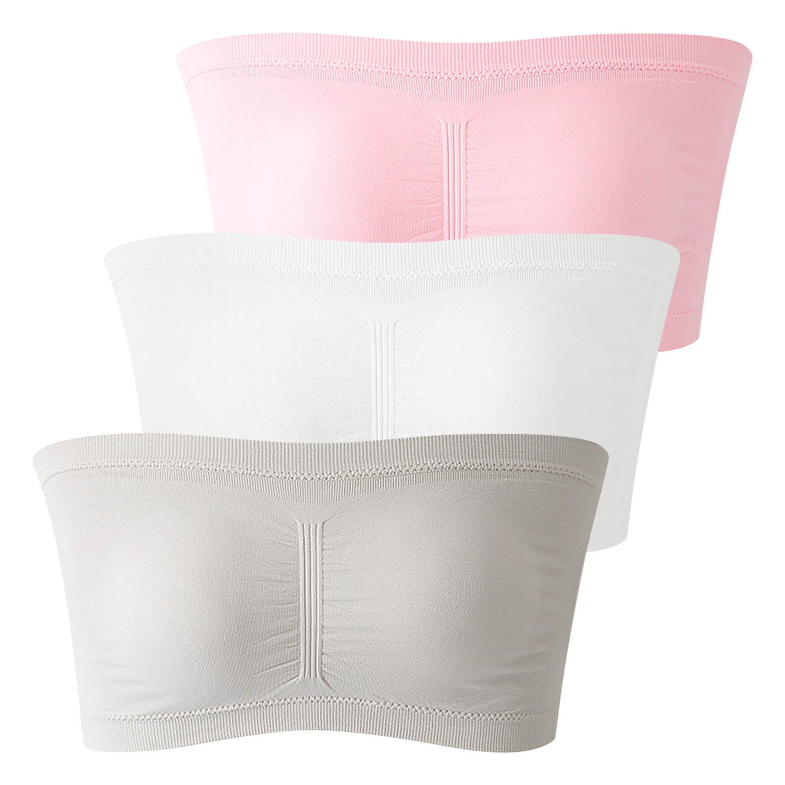 Aueoeo 3 Pack Tube Bras For Women Large Size Stretch Strapless Bras ...