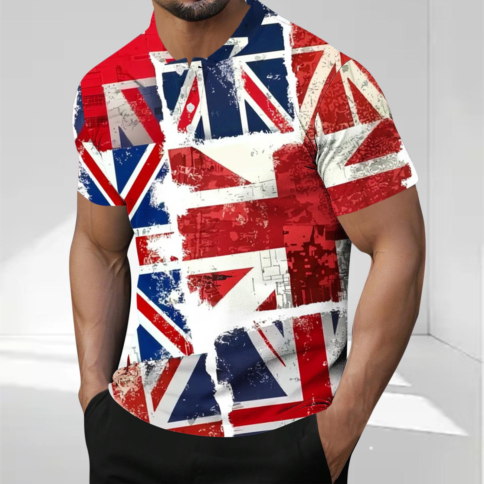 Aueoeo Mens Printed Shirts Short Sleeve Round Neck Shirts Independence ...