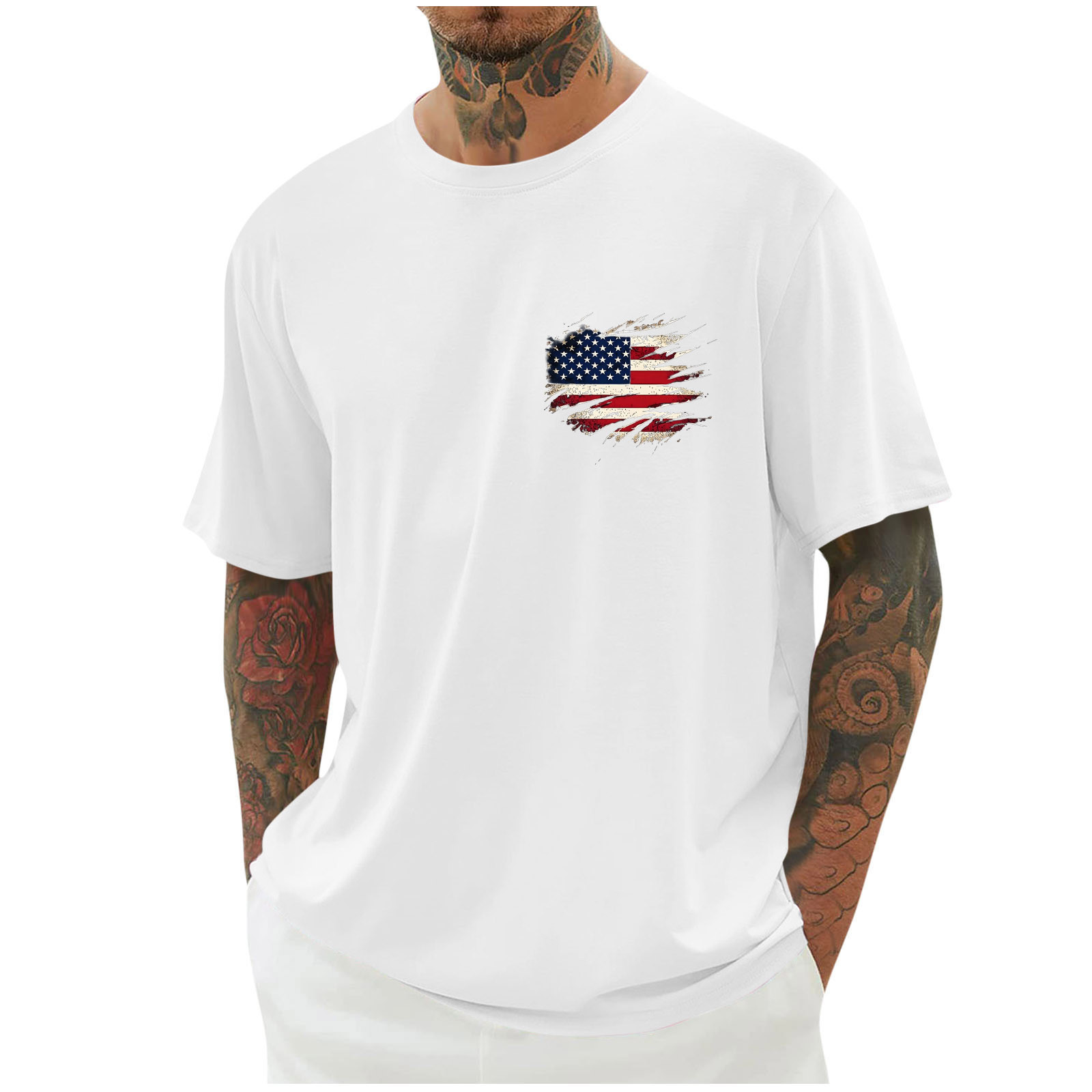 Aueoeo Independence Day Shirt Mens Casual Short Sleeve Crewneck Muscle ...