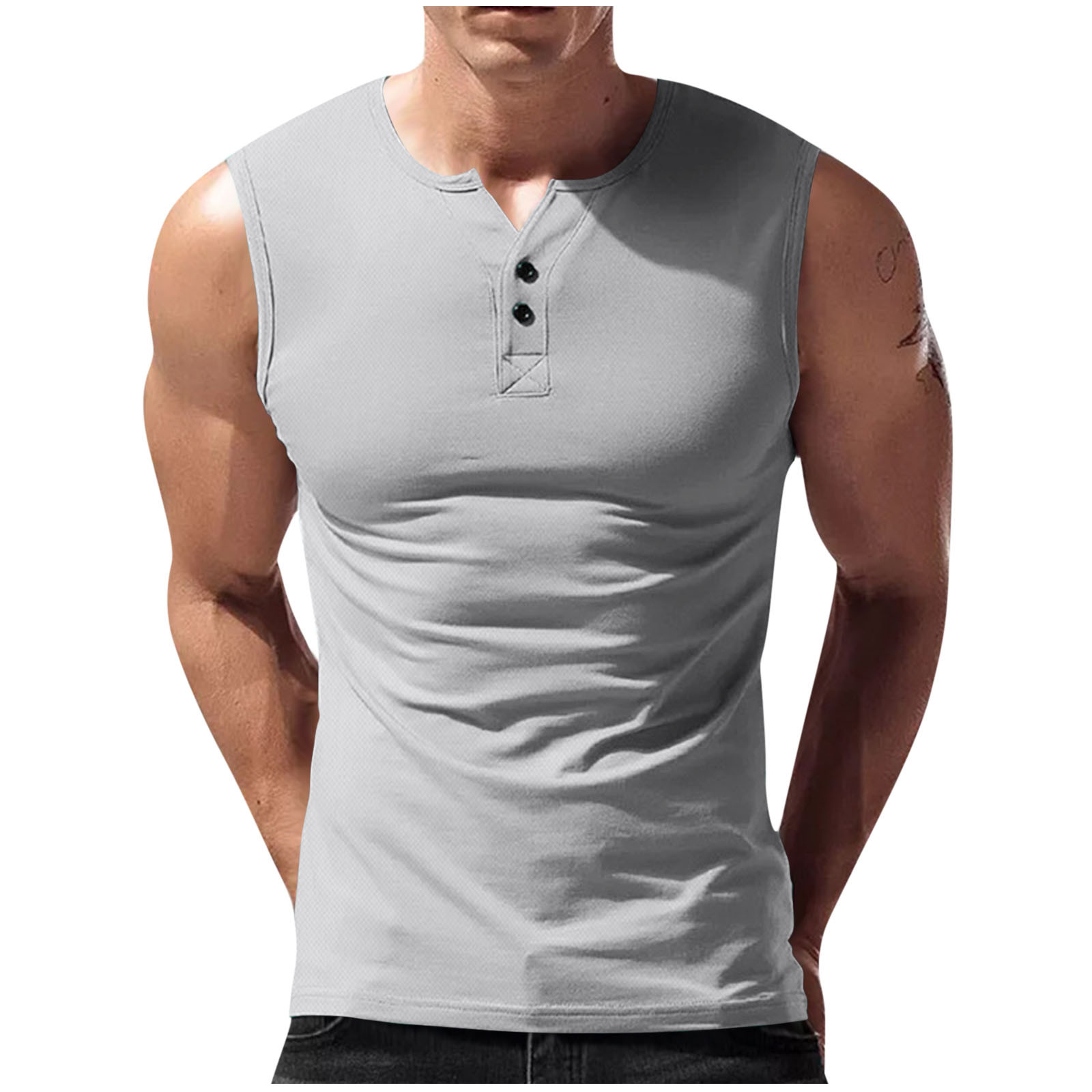 Aueoeo Tank Tops For Men Strap Tank Top Men's Casual Solid Color Mesh ...