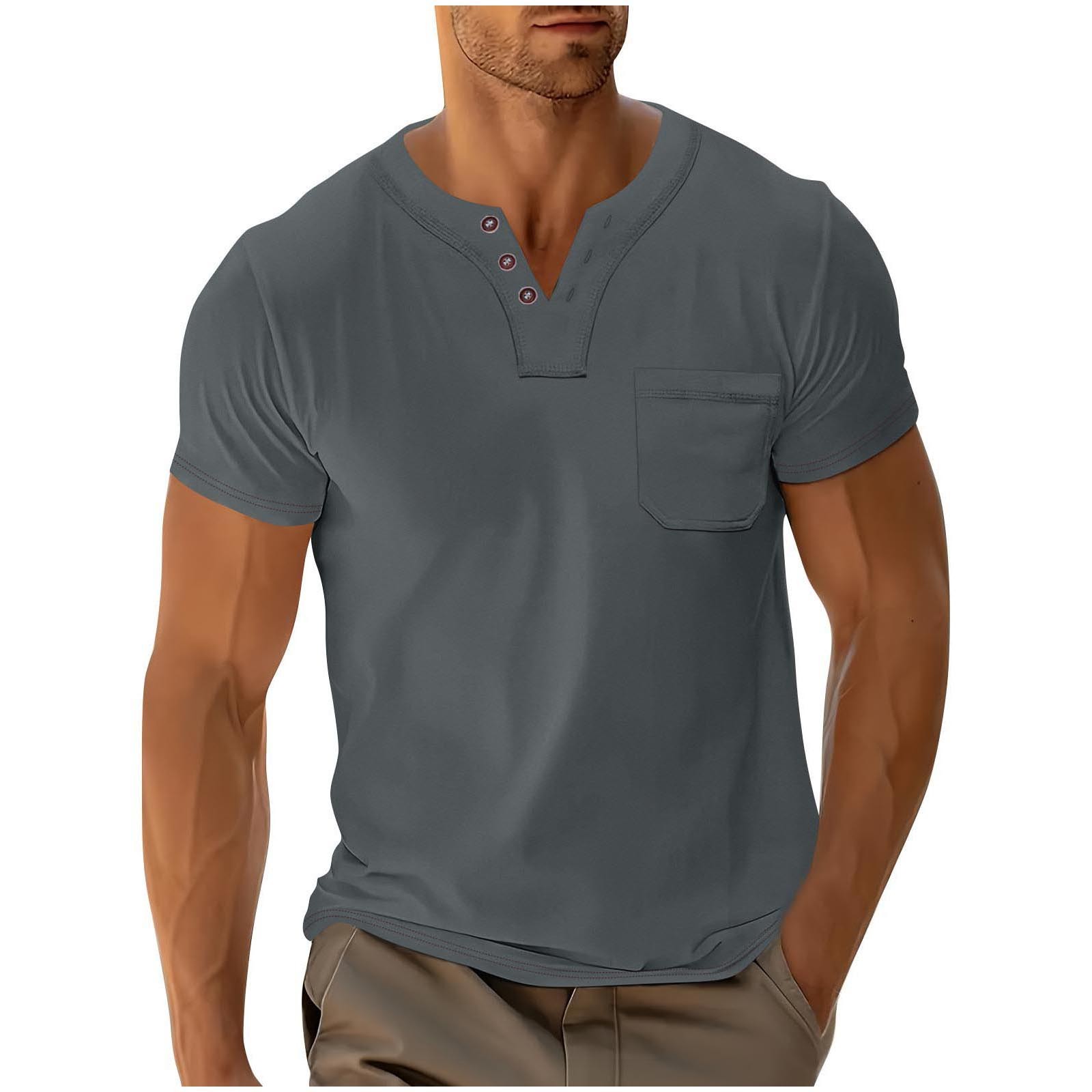 Aueoeo Men's Muscle Slim Fitted Shirts Classic Crewneck Longline T ...