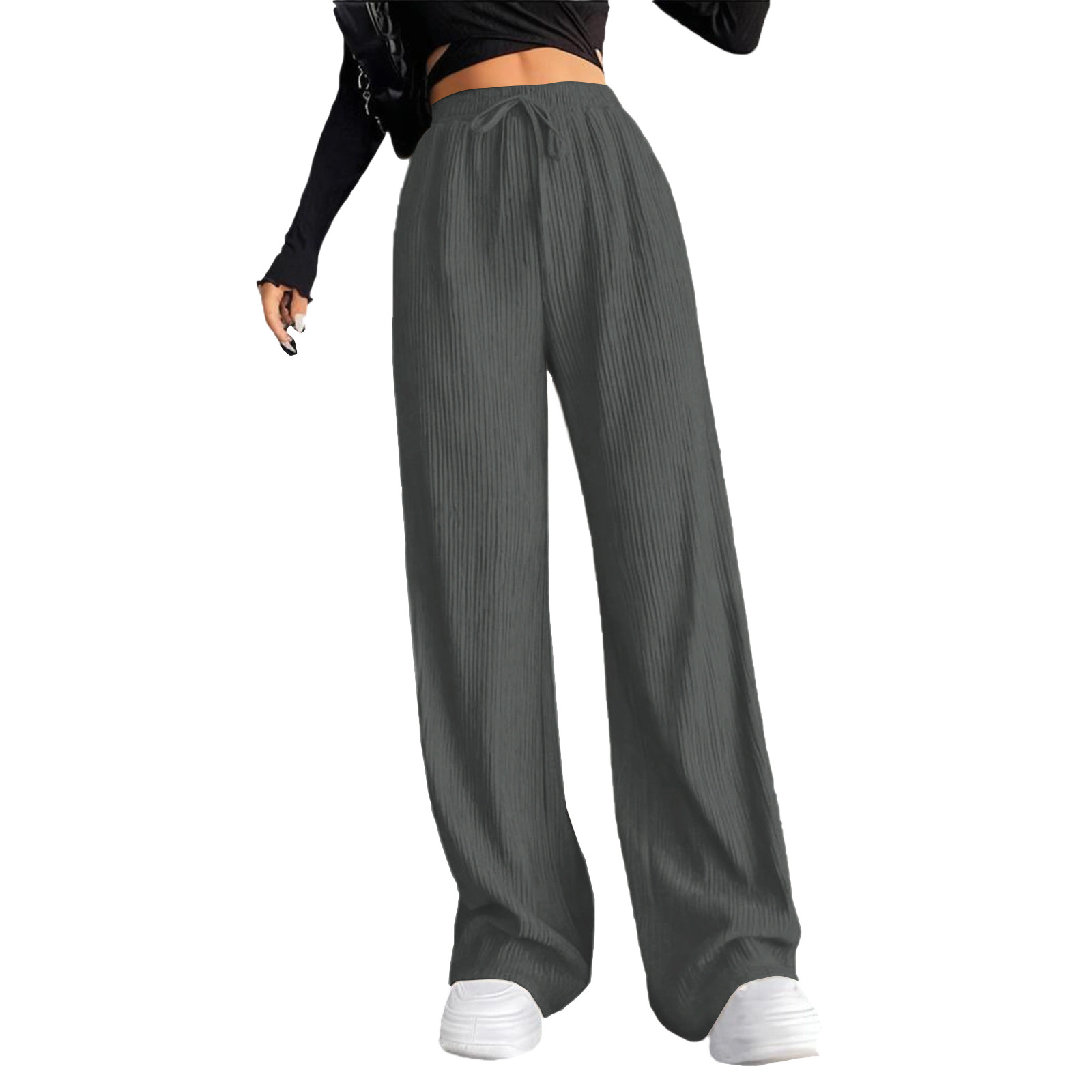 Aueoeo Women's Sweat Pants Comfortable Wide Leg Sweatpants High Waisted ...