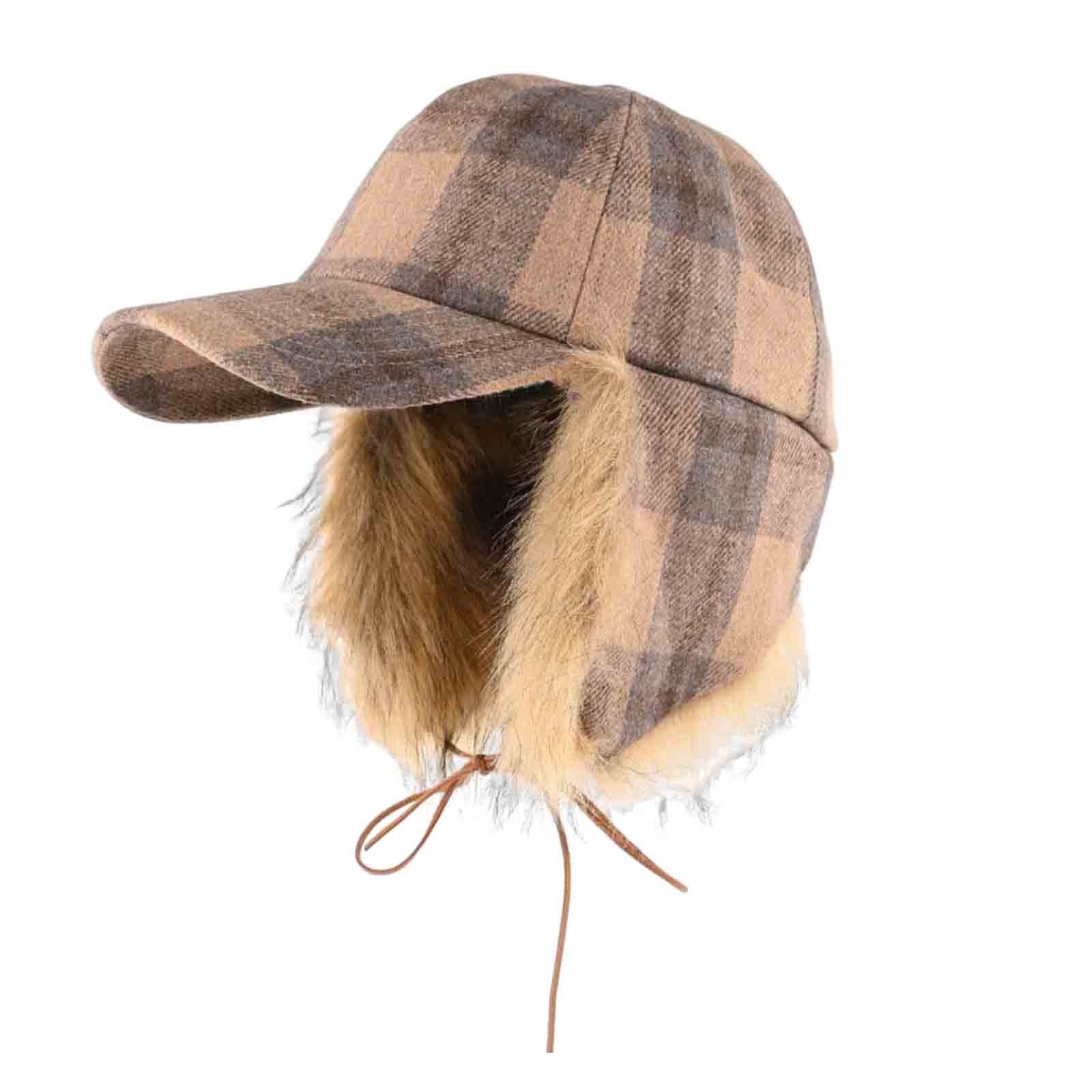 Aueoeo Fishing Hat Hats Men Women Unisex Fashion Plaid Lace-Up Ear ...