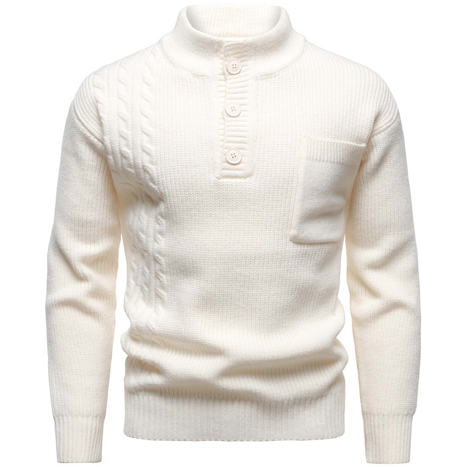 Aueoeo Men's Fashion Cardigan Sweaters Full Zip Stand Collar Casual ...