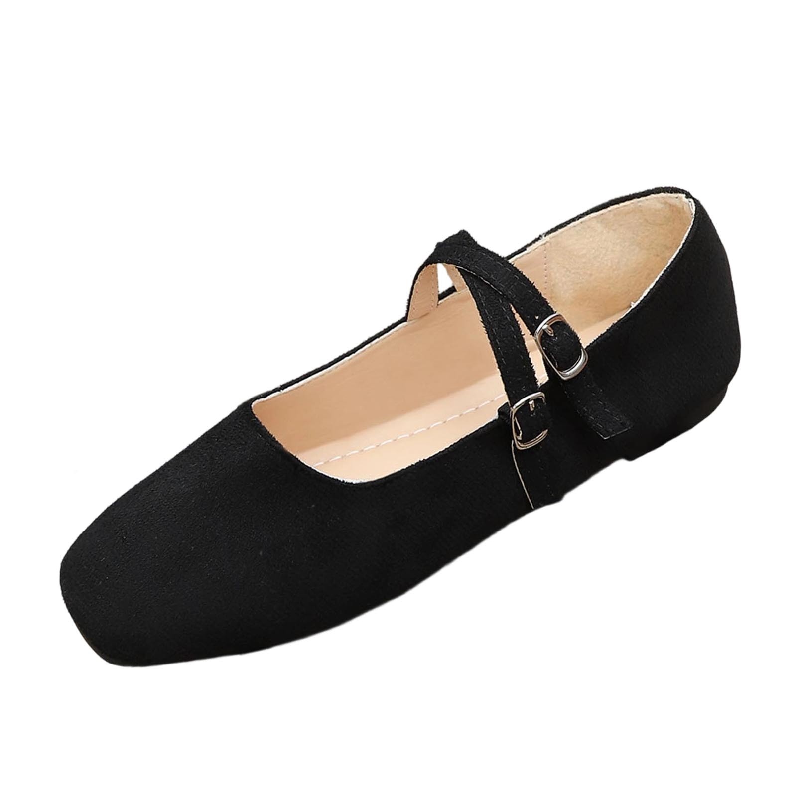 Aueoeo Round Toes Shoes For Women Casual Loafer Flats Comfortable Flat ...