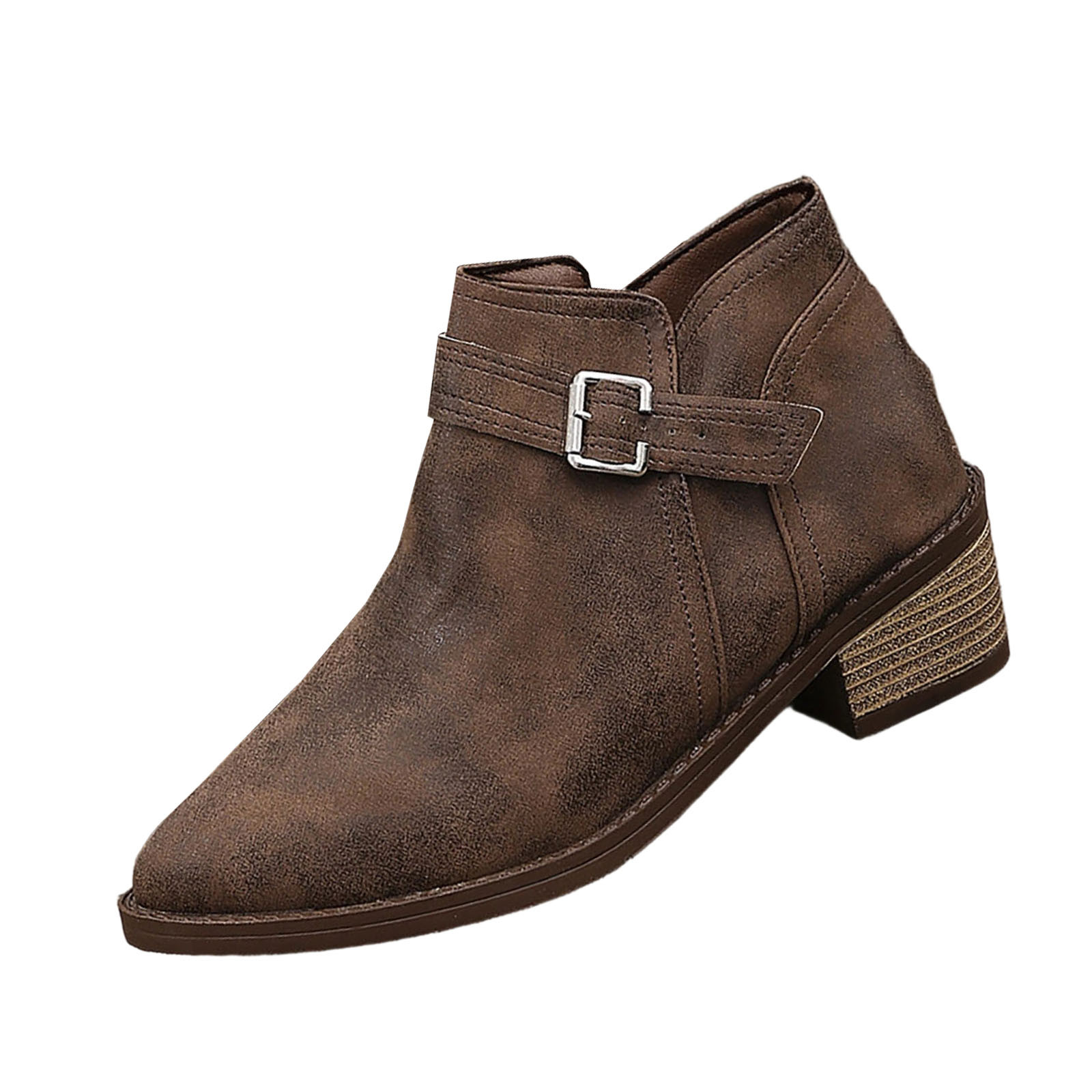 Aueoeo Women's Fashion Dress Casual Faux Leather Shoes Closed Toe Ankle ...