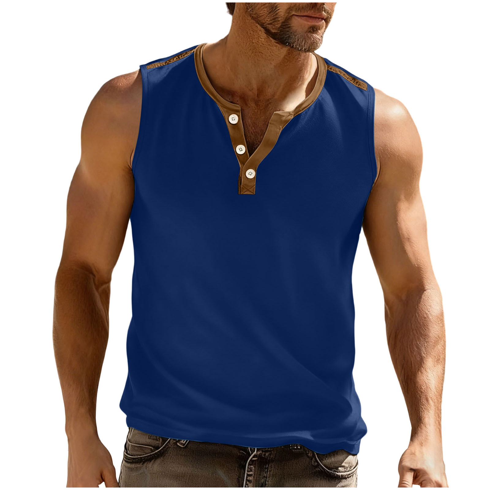 Aueoeo Tank Tops For Men Spandex Tank Tops Men's Solid Color Elastic ...