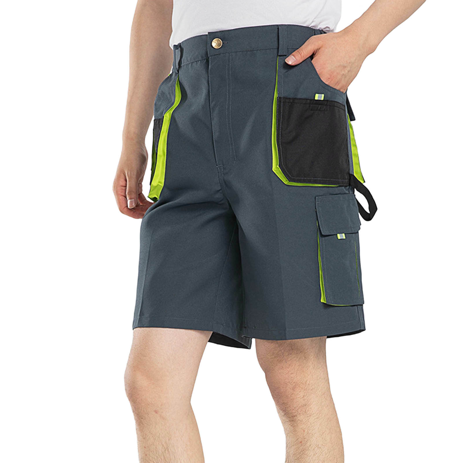 Aueoeo Men's Fashion Shorts Multi Pocket Button Up Wear Construction ...