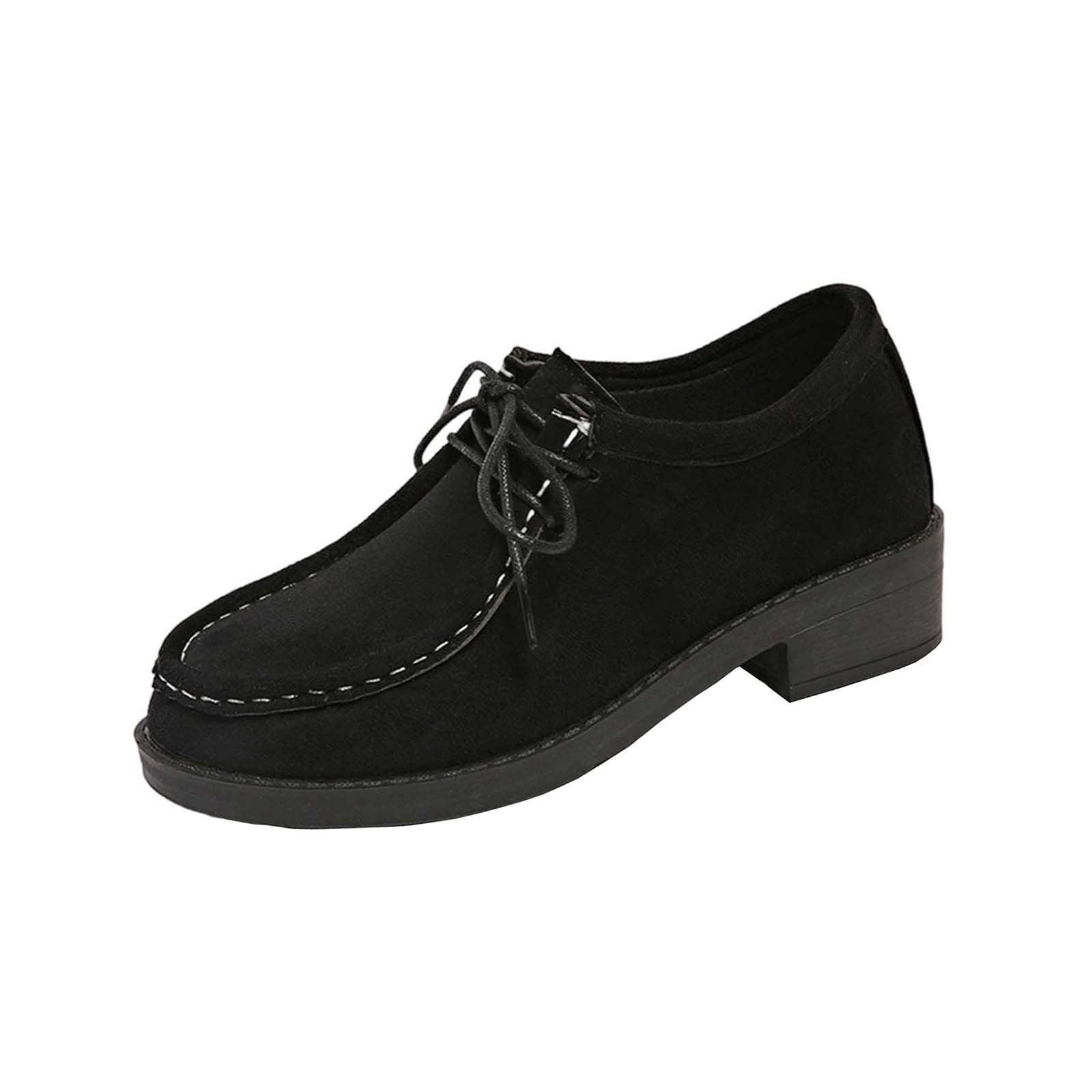 Aueoeo Lace Up Shoes For Women Comfortable Loafers Casual Round Toe ...