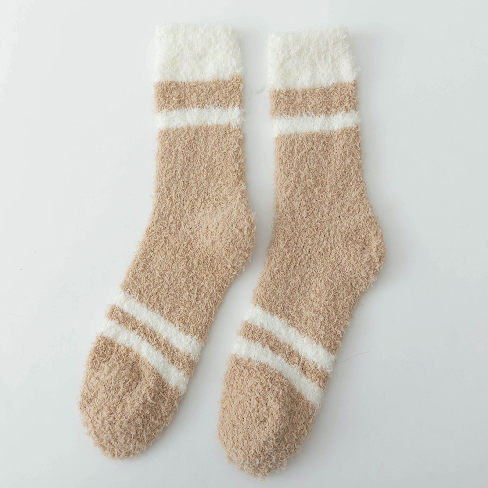 Aueoeo Stripe Fuzzy Socks for Women Soft Warm Long Cozy Slipper Socks ...