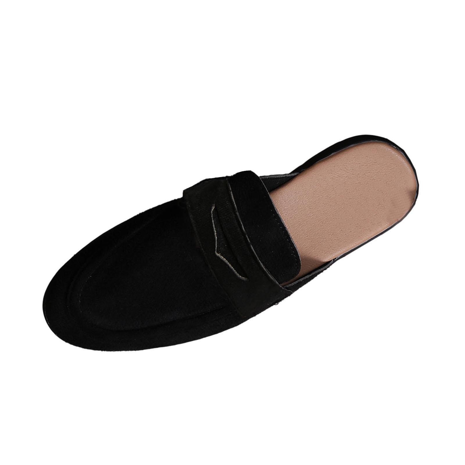 Aueoeo All-Season Slippers For Women Pointed Toe Backless Loafers ...