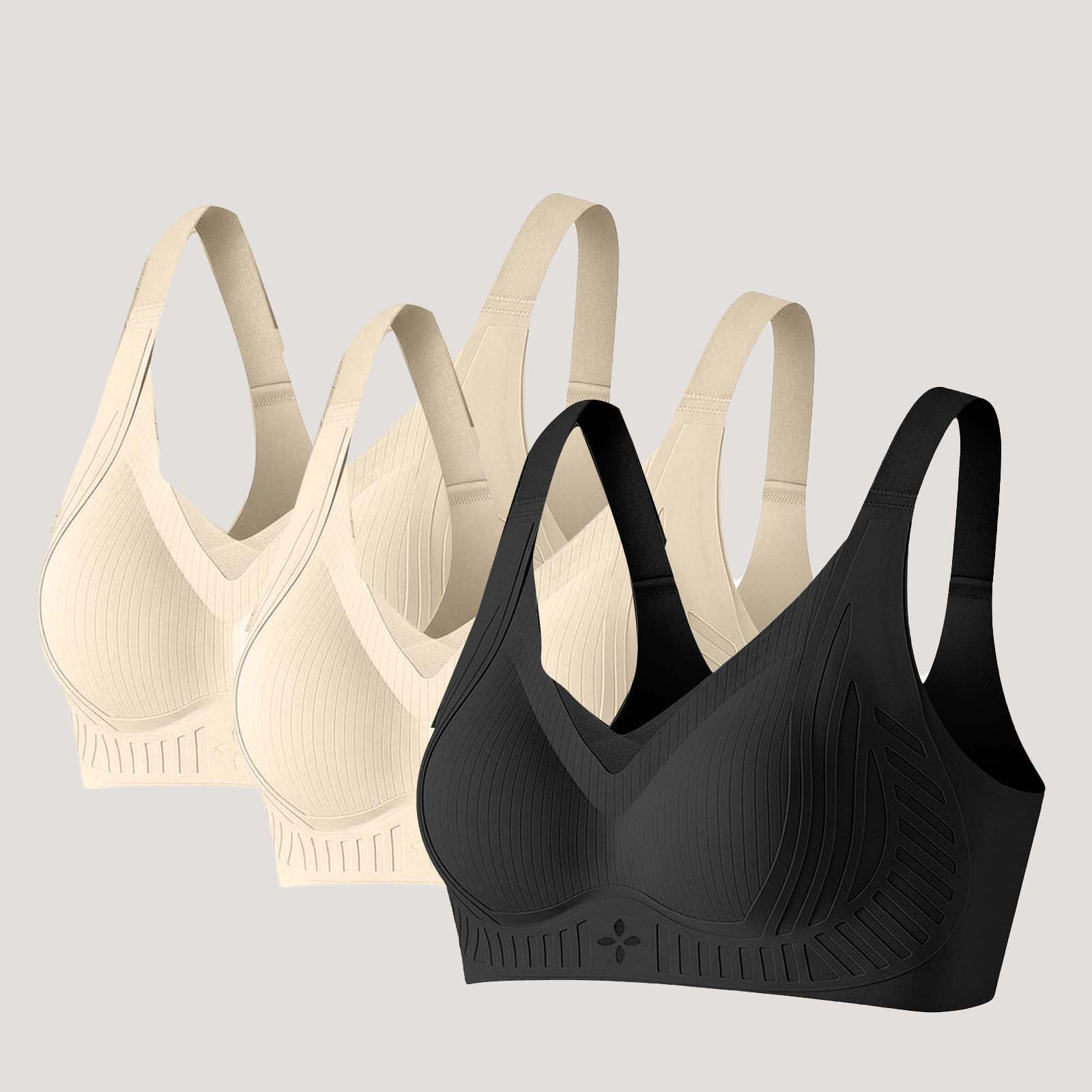 Aueoeo Women's 3 Pcs Comfortable Bras Sports Fashion Trendy Wireless ...