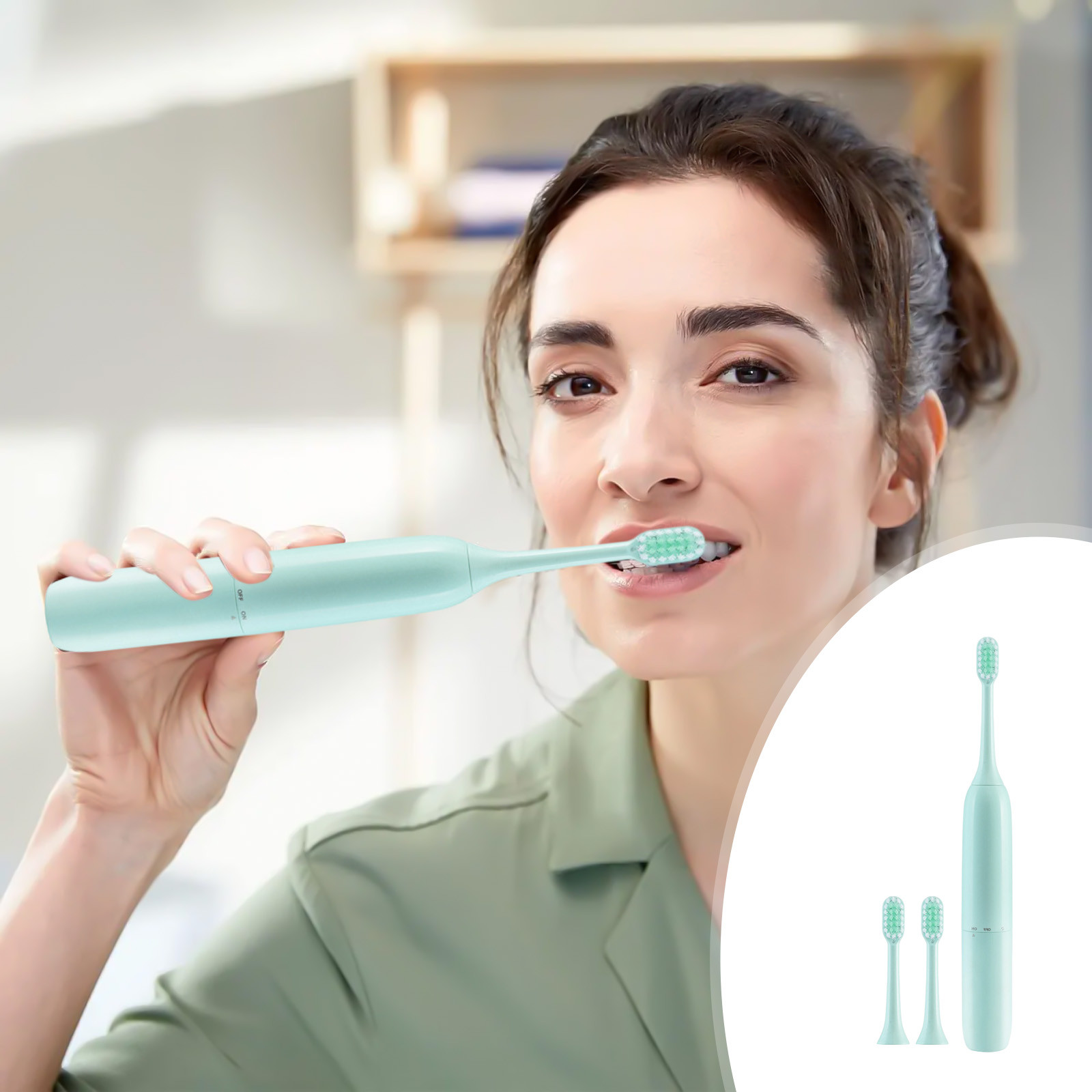 IBaodan Electric Toothbrush with 3 Pcs Sonic Cleaning Toothbrush Heads ...